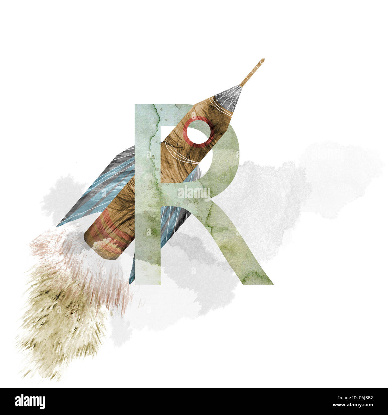 R is for rocket, Children's Alphabet Letter Stock Photo - Alamy