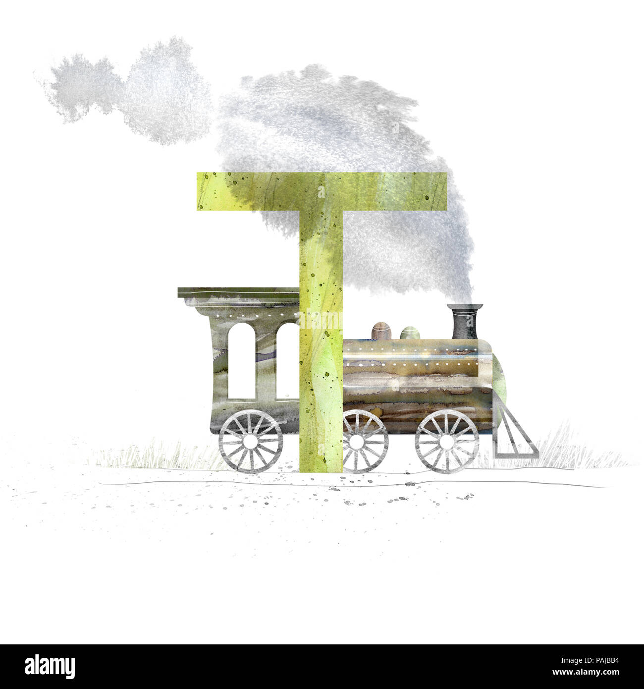 T is for Train, Children's Alphabet Letter Stock Photo - Alamy