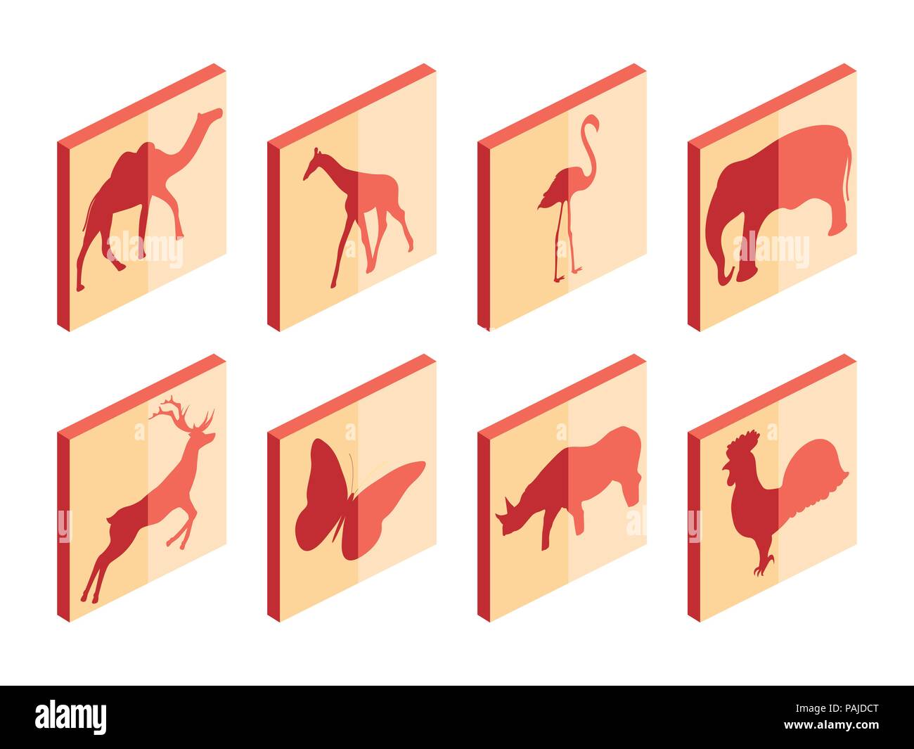 Animal isometric icon set. Mammals and birds. Vector illustration Stock ...