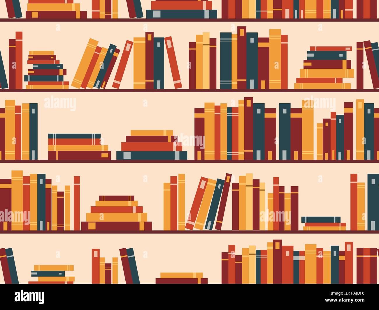 Seamless pattern with books, library bookshelf. Vector illustration ...
