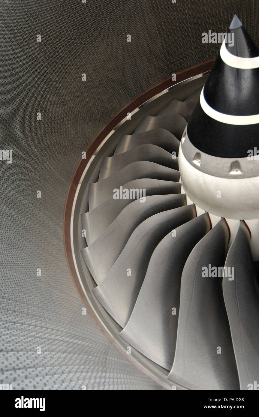 front-fan blades and spinner on the Rolls-Royce engine on the ...