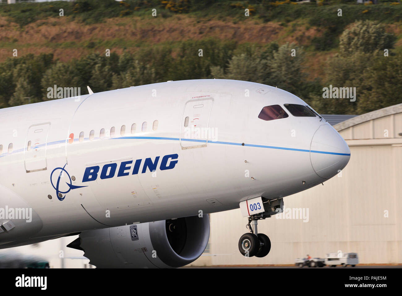 nose of Boeing 787-8 Dreamliner prototype taking-off Stock Photo - Alamy