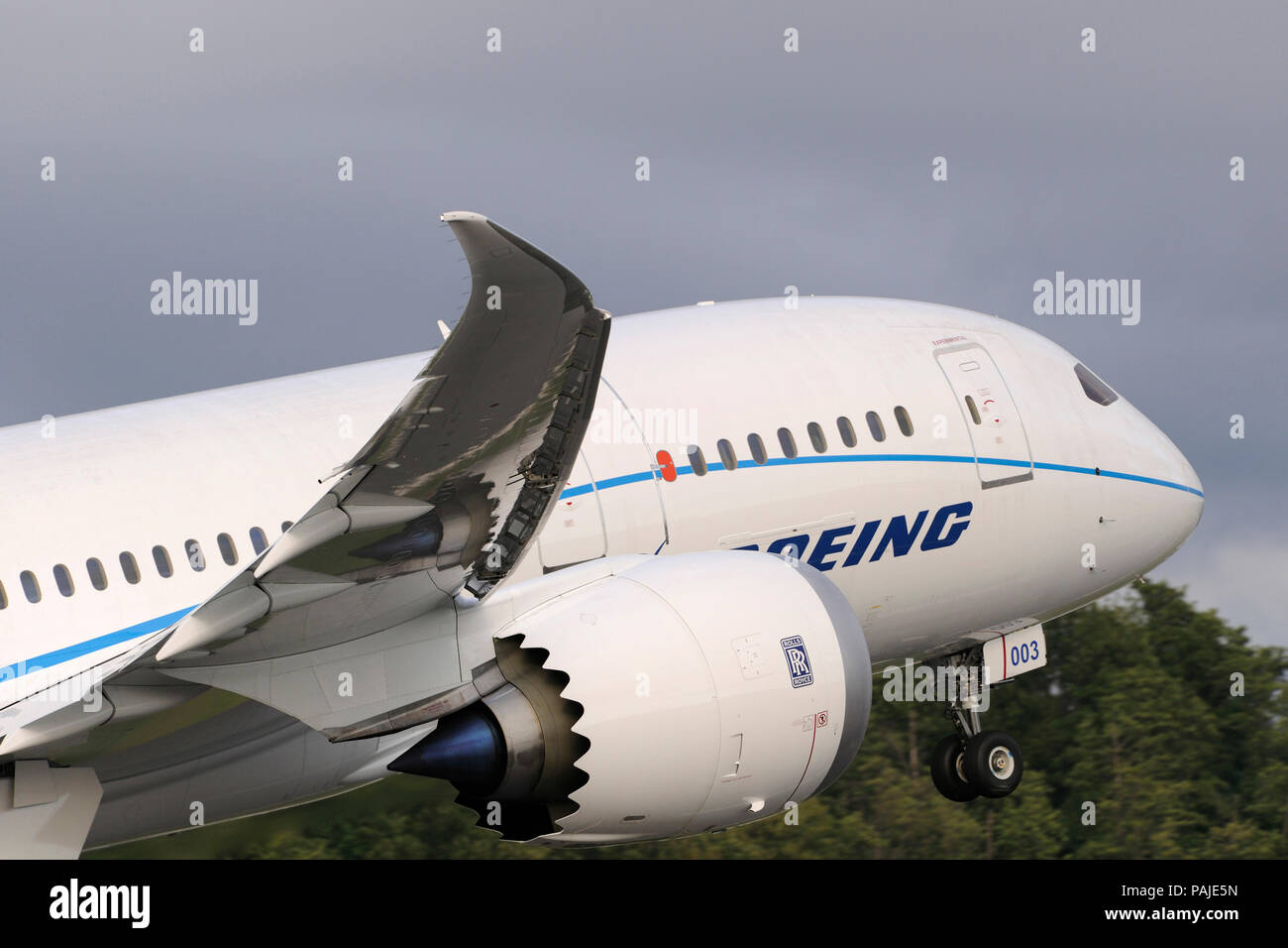 nose, wing and Rolls-Royce Trent 1000 engine-cowling of Boeing 787-8 ...