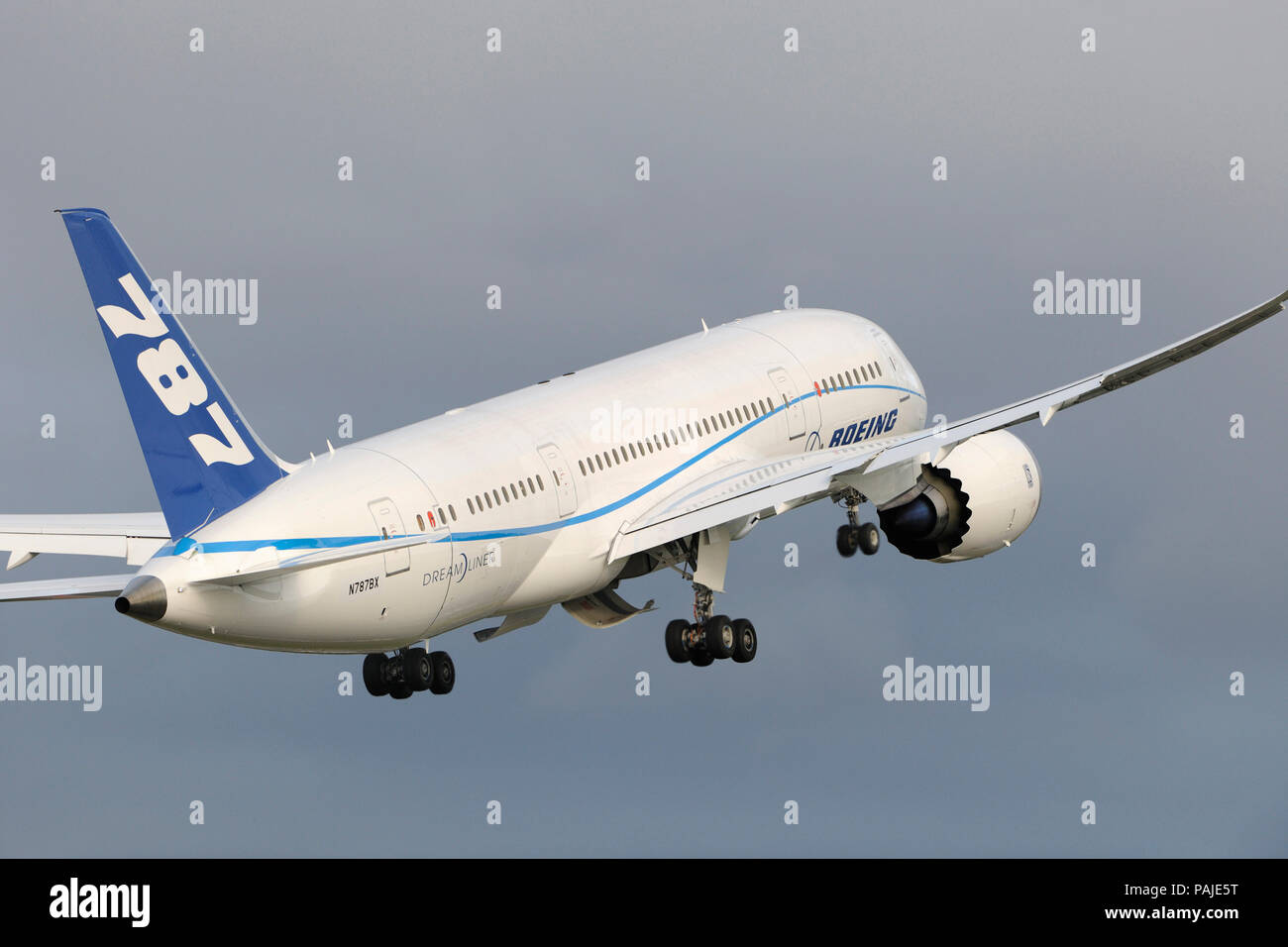 Boeing 787-8 Dreamliner prototype taking-off Stock Photo - Alamy