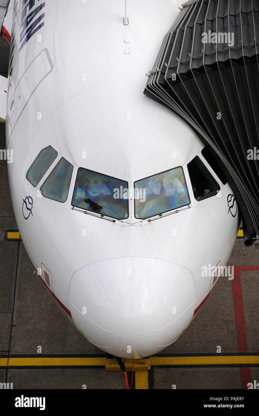 windshield of Aegean Airlines Airbus A320-200 parked Stock Photo - Alamy