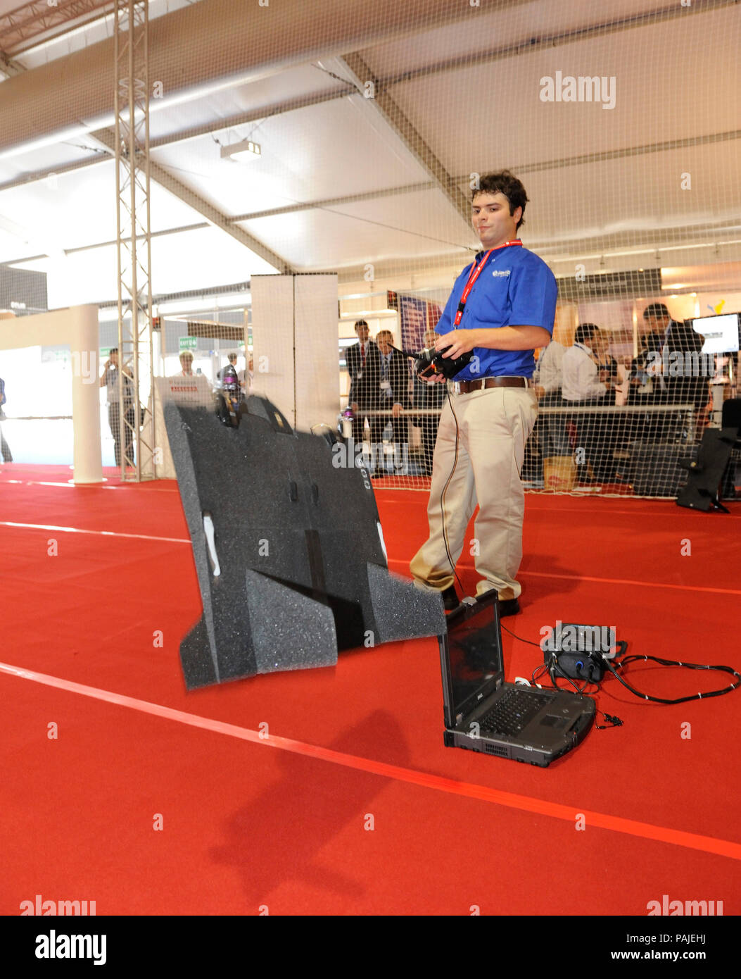 on the exhibition-stand in the halls at the Farnborough Airshow 2010 ...