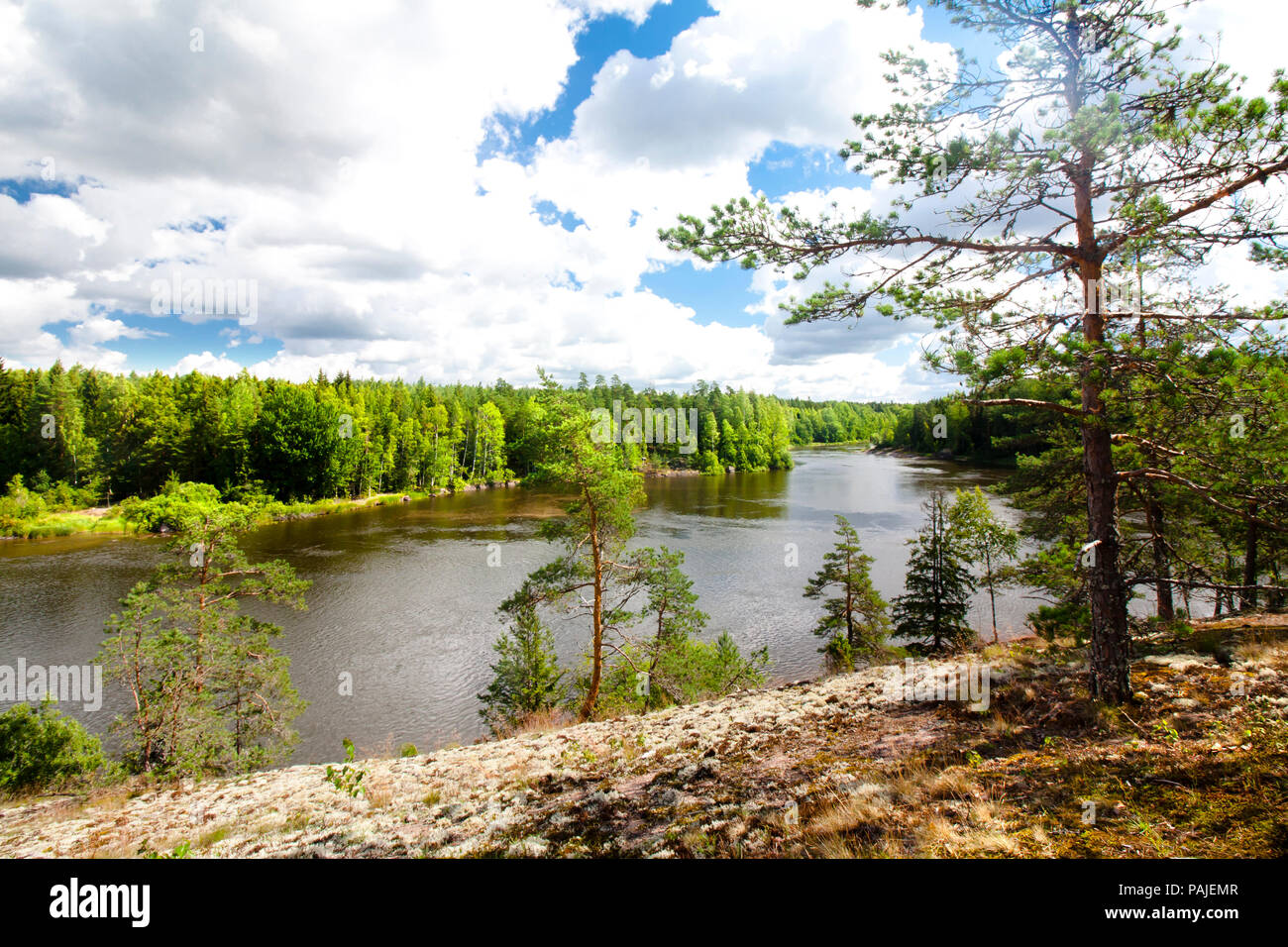 Summer landscape of Kymijoki river waters in Finland Stock Photo - Alamy