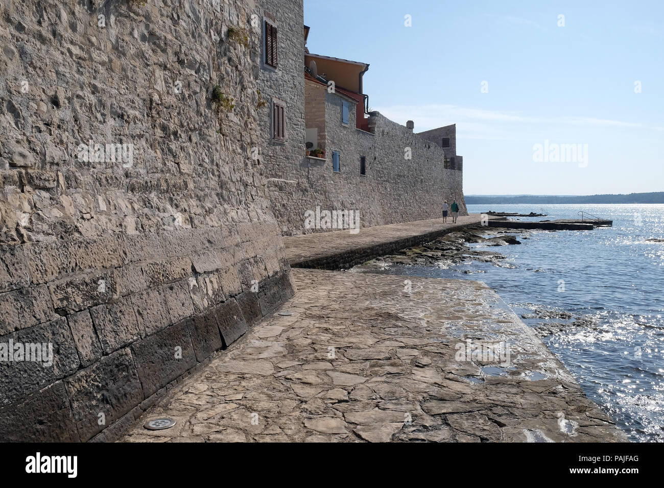 Beach in the small idyllic city Novigrad located on the west coast of ...
