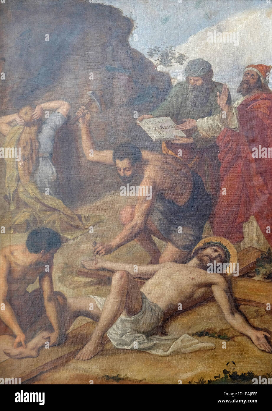 11th Stations of the Cross, Crucifixion: Jesus is nailed to the cross, Church of Visitation of ...