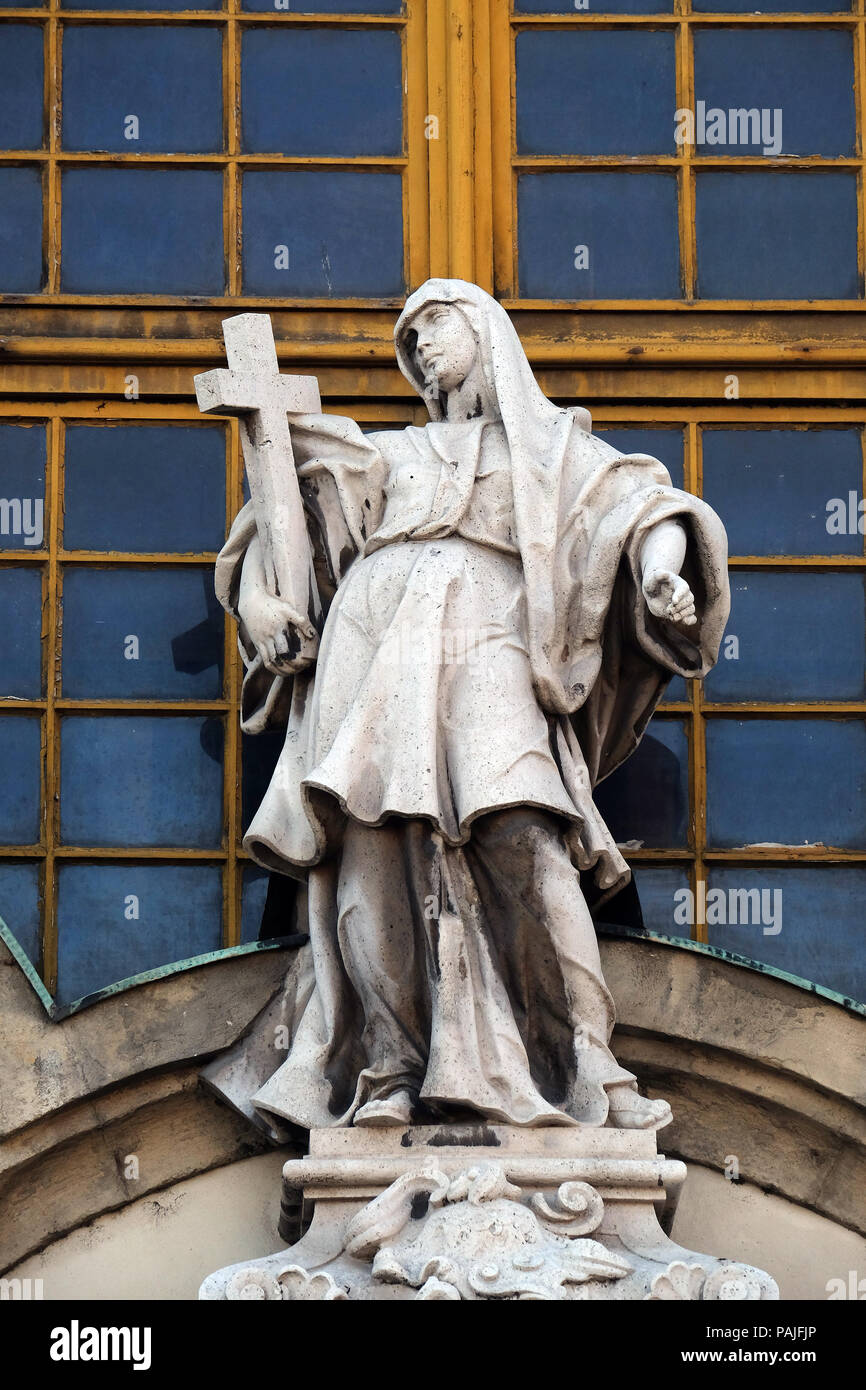 Symbol of Faith, statue on the facade of the Saint Anne church in ...