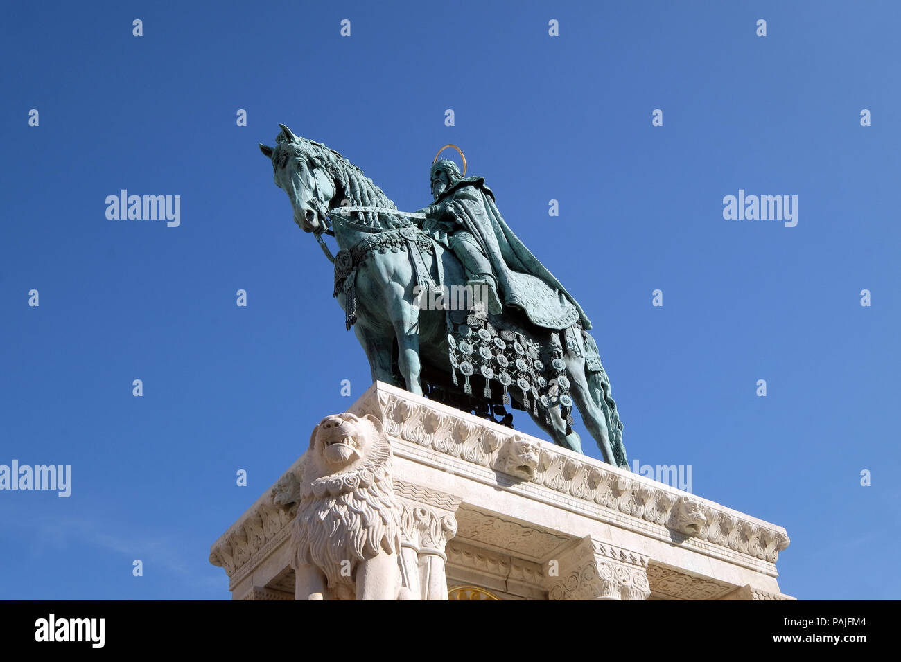 Equestrian statue of King Saint Stephen at the Fisherman Bastion on the ...
