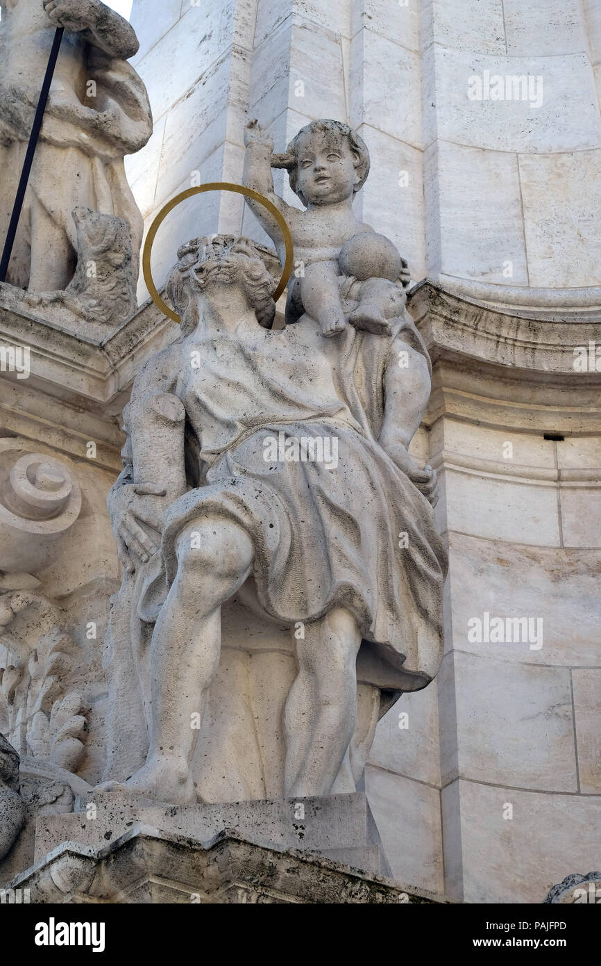 Statue of Saint Christopher, detail of Holy Trinity plague column in ...