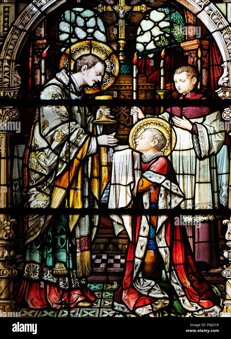 Saint Aloysius is given his first communion by Saint Charles Borromeo ...