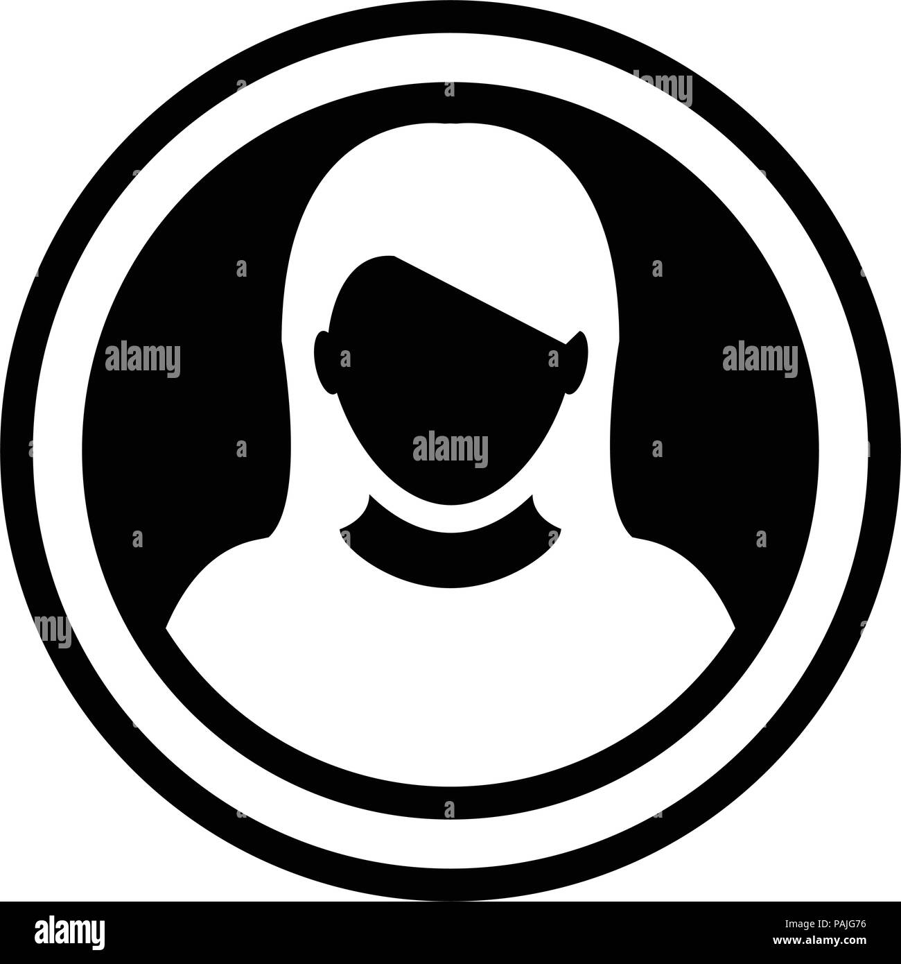 Avatar icon vector female person symbol circle user profile avatar sign ...