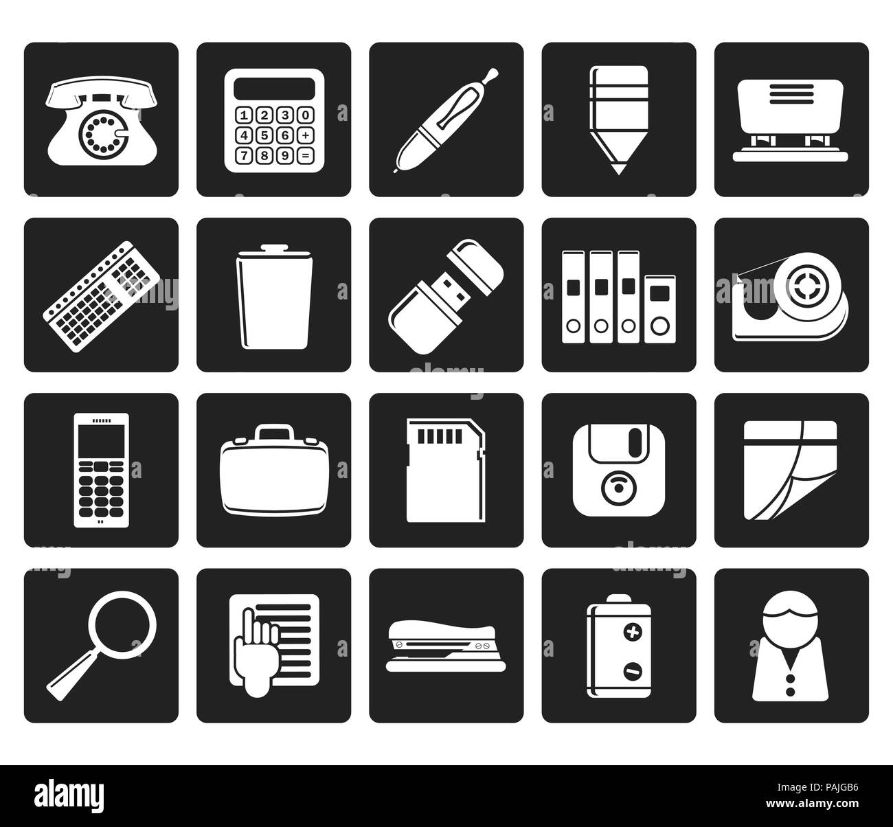 Black Simple Office tools Icons vector icon set 3 Stock Vector Image ...