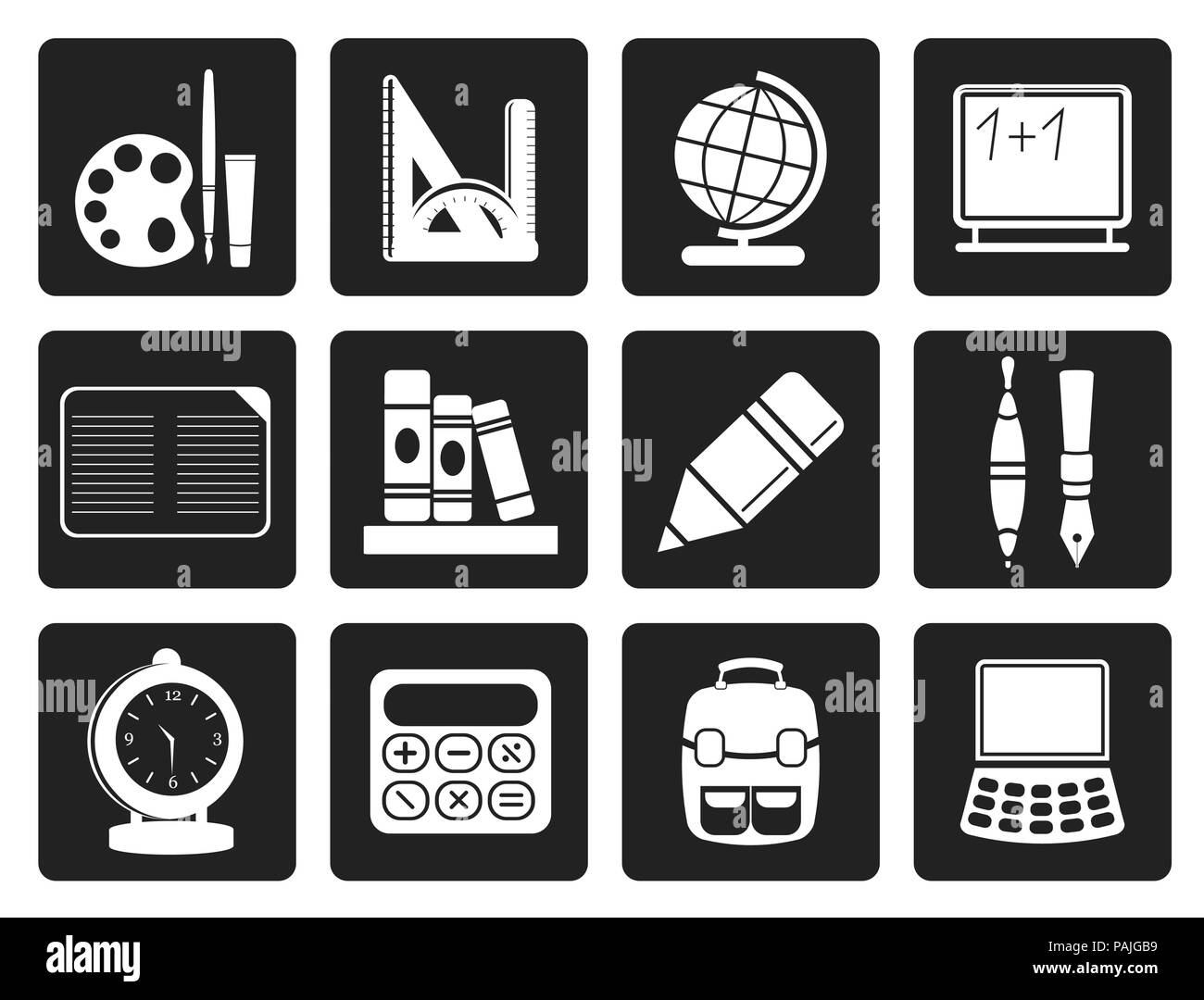 Black School and education icons - vector icon set Stock Vector Image ...