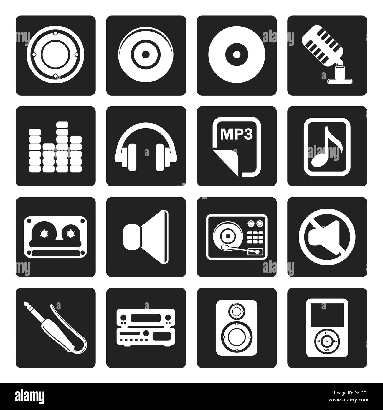Black Music and sound Icons - Vector Icon Set Stock Vector Image & Art ...
