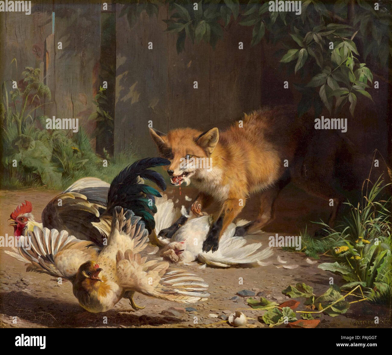 Mackeprang Adolph Henrik - Fox Catching Fowl Stock Photo - Alamy