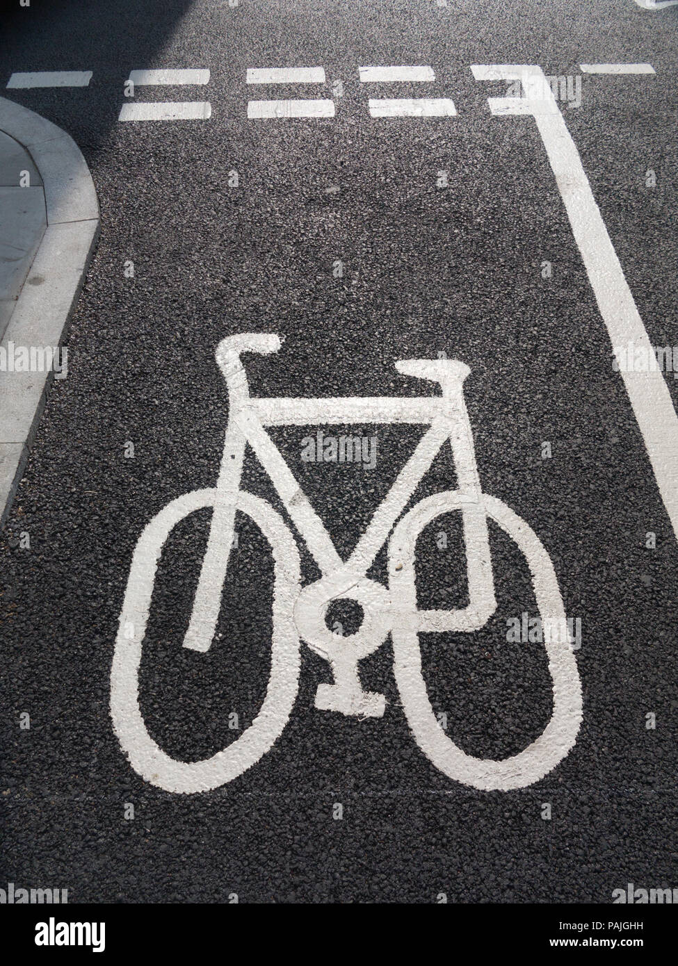 Cycle lane markings on a road in central London Stock Photo - Alamy