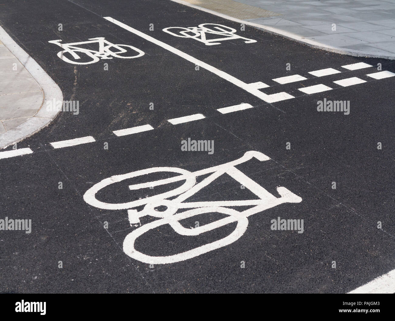 Cycle lane markings on a road in central London Stock Photo - Alamy