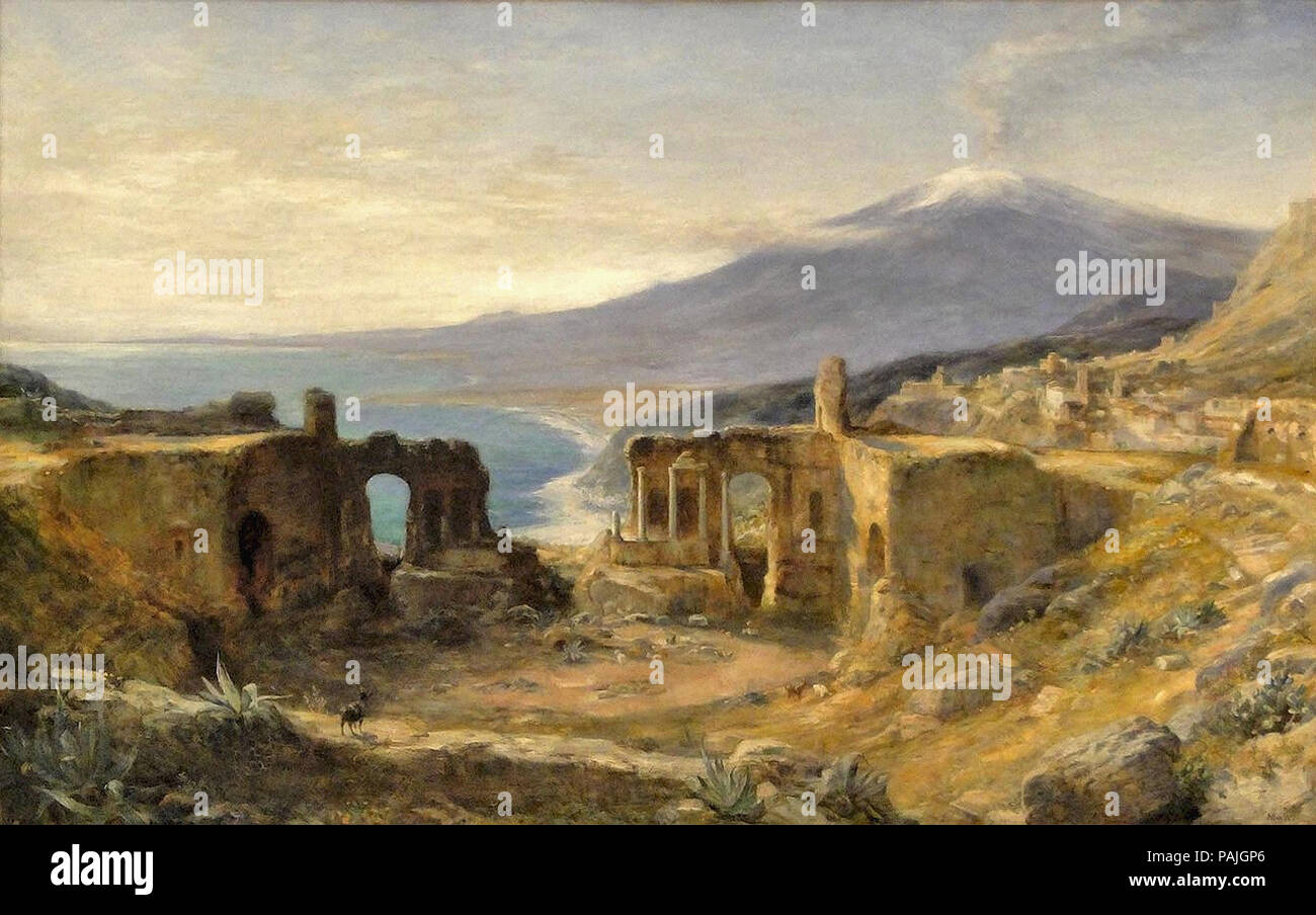 Macwhirter John - Mount Etna from the Greek Theatre Taormina Stock ...