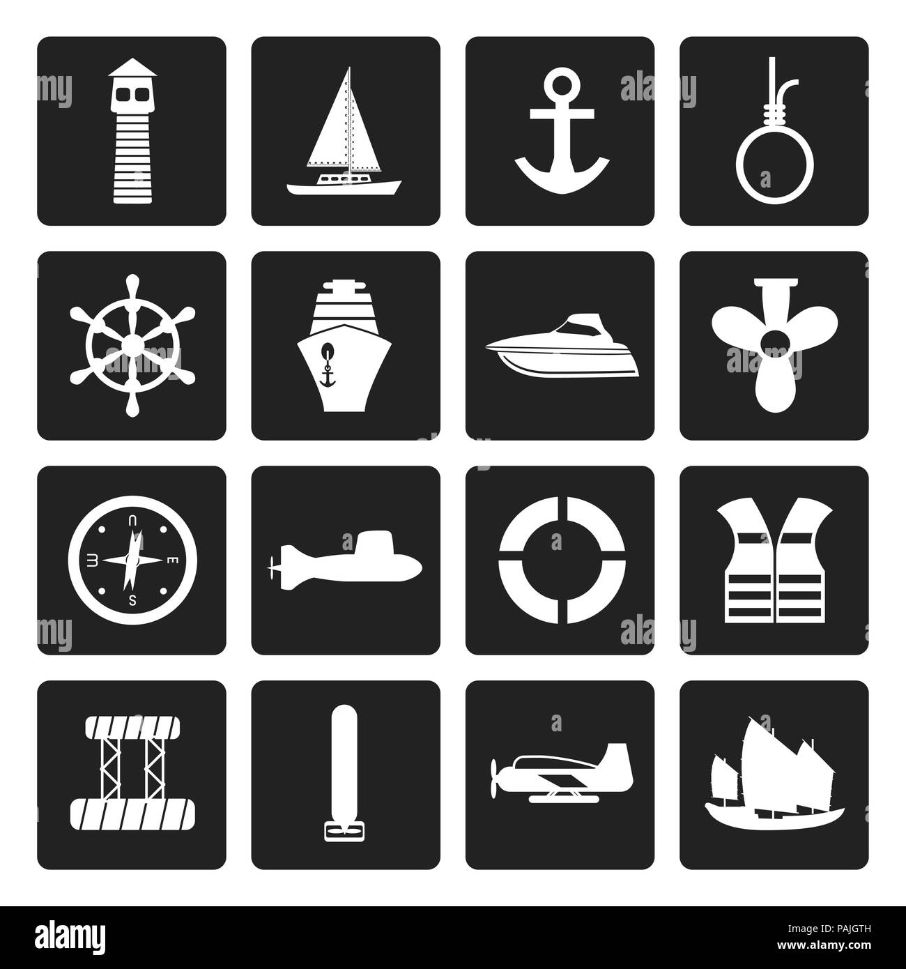Black Simple Marine, Sailing and Sea Icons - Vector Icon Set Stock ...