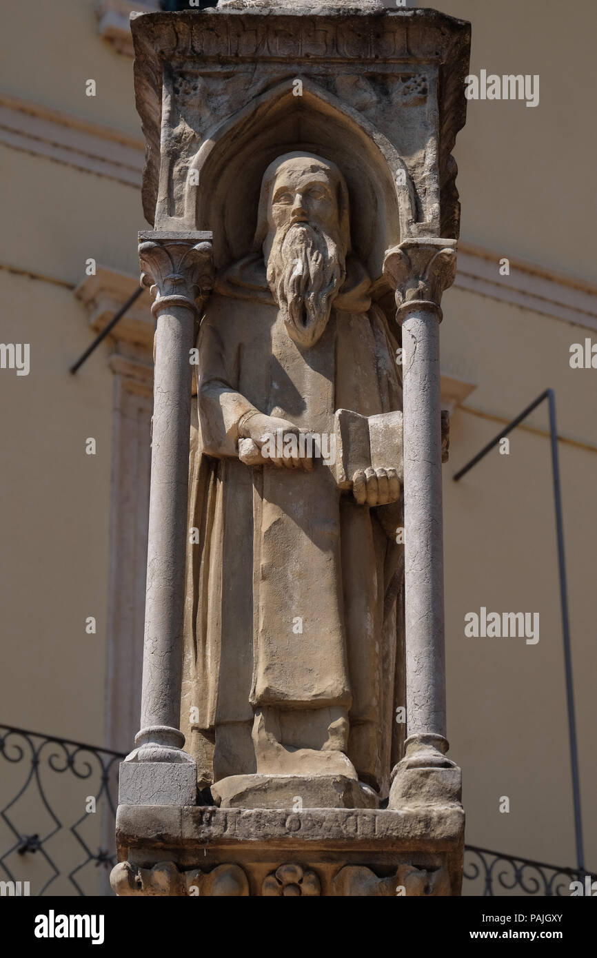 Statue of Saint, statue on fifteenth-century column on Piazza Bra in ...