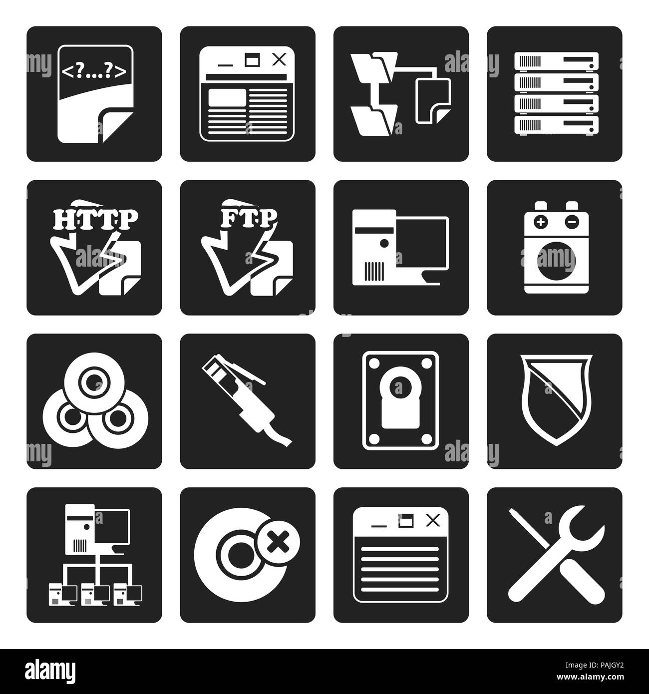 Black Server Side Computer icons - Vector Icon Set Stock Vector Image ...