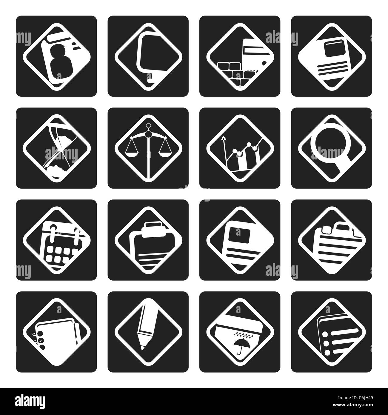 Black Business and office icons - vector icon set Stock Vector Image ...