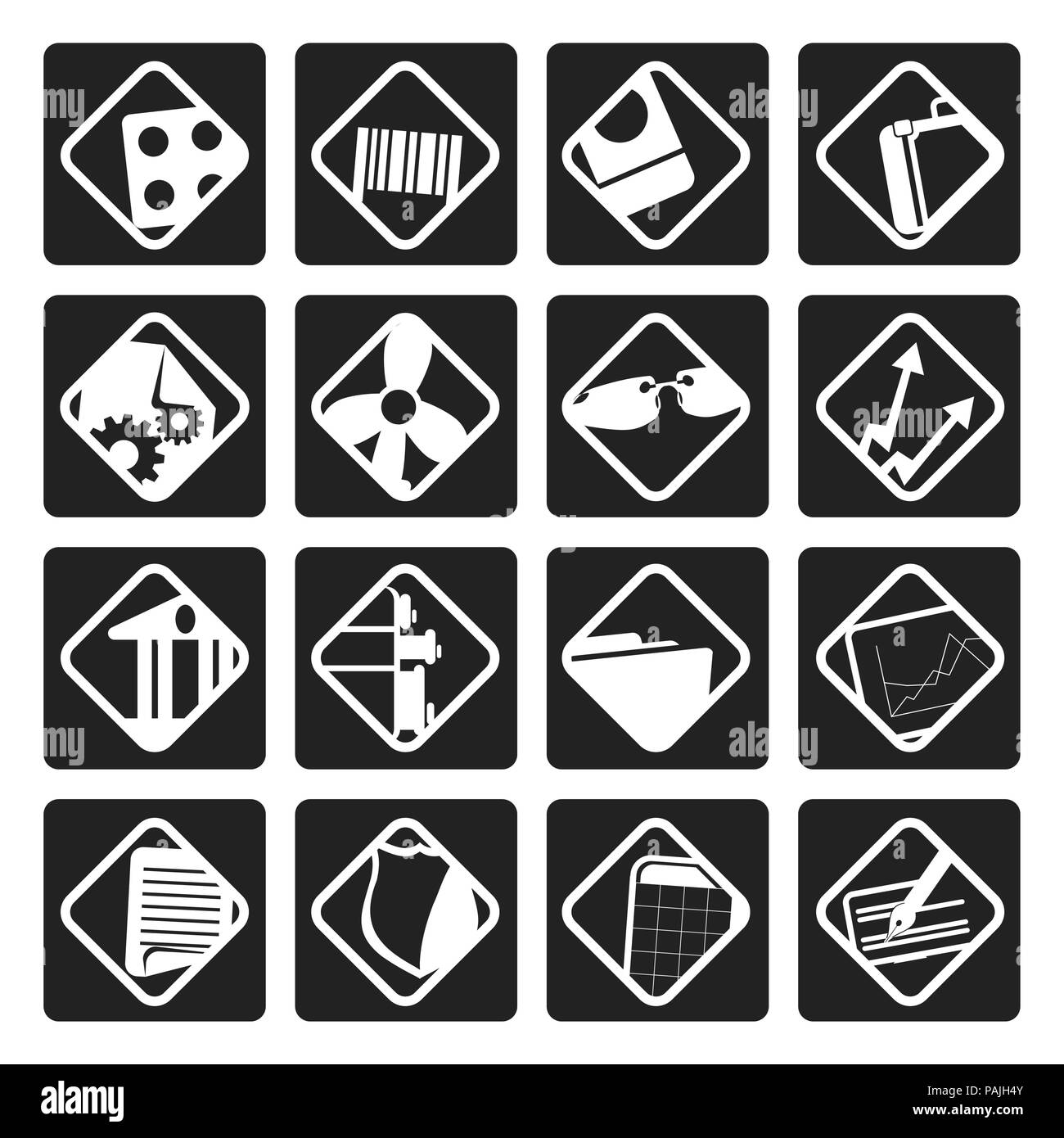 Black Business and Office Icons - Vector Icon Set Stock Vector Image ...