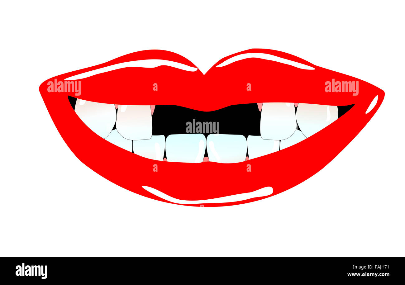 beautiful mouth with tooth gaps Stock Photo - Alamy