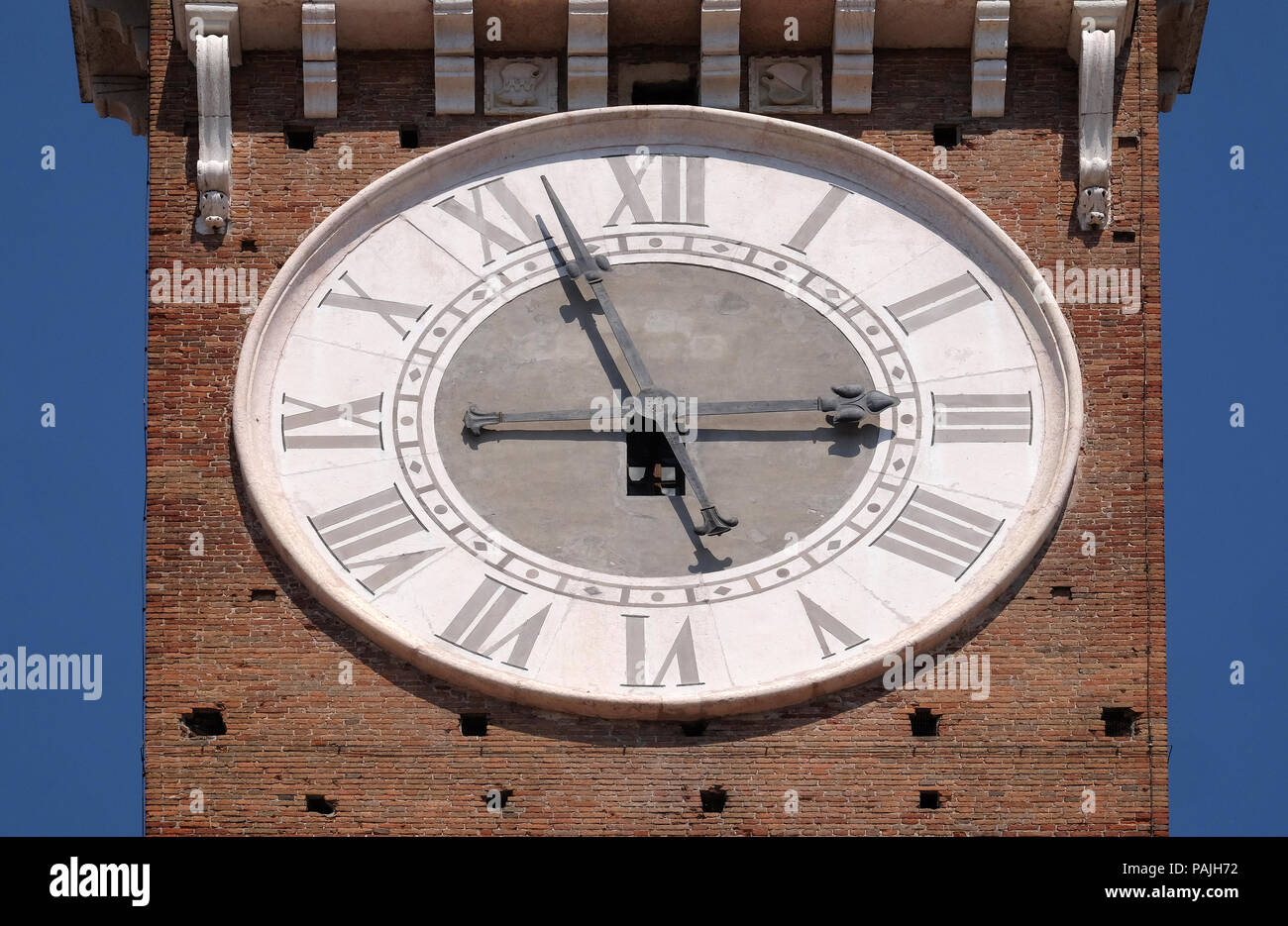 Clock on Torre dei Lamberti - medieval tower of the Lamberti XI century ...