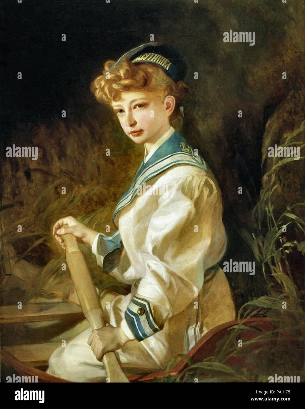 Makarov Ivan Kozmic - Portrait of a Girl in a Boat Stock Photo - Alamy