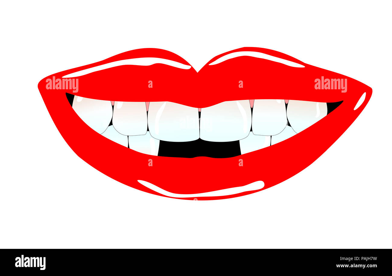 beautiful mouth with tooth gaps Stock Photo - Alamy