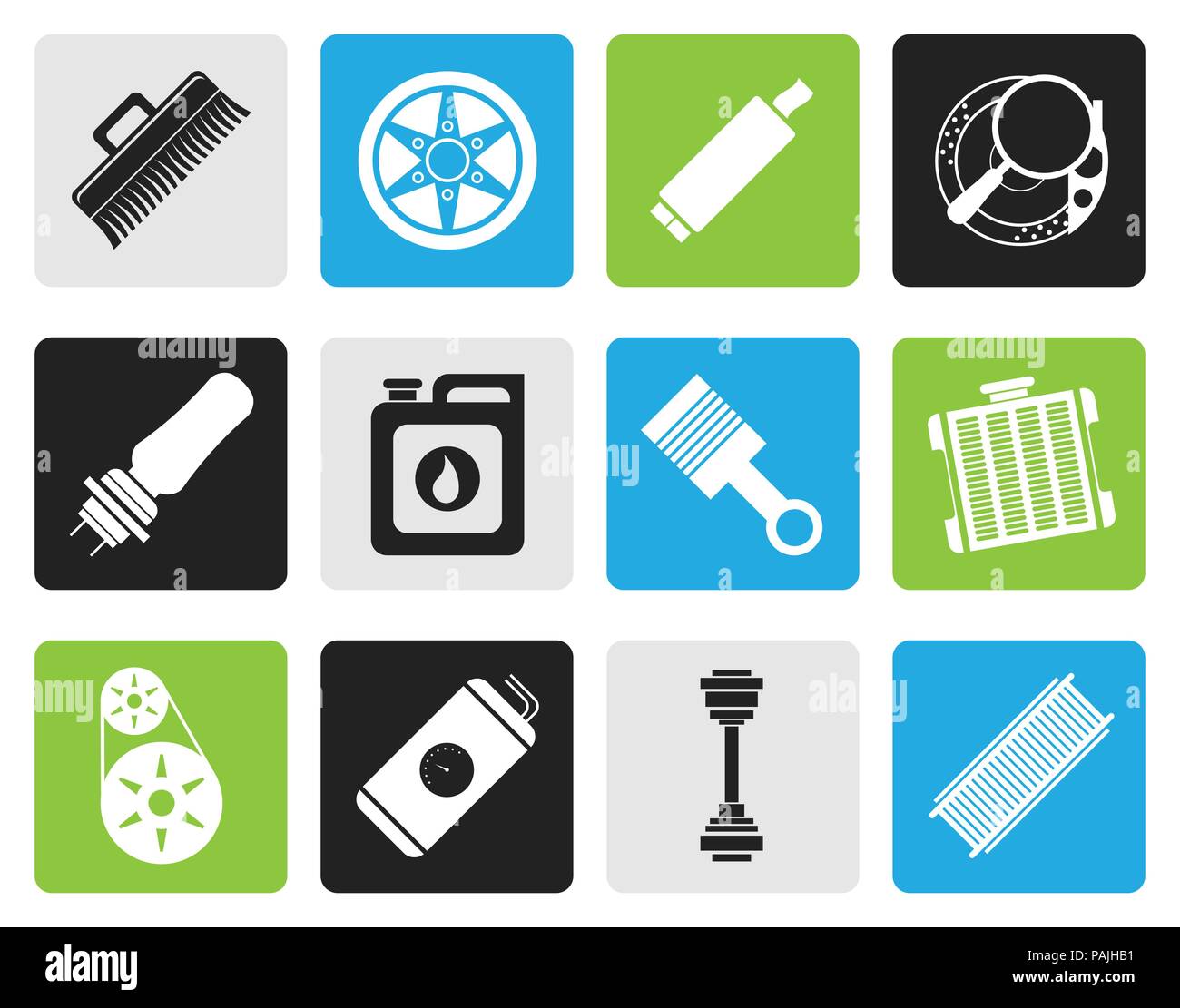 Black Realistic Car Parts and Services icons - Vector Icon Set 2 Stock ...
