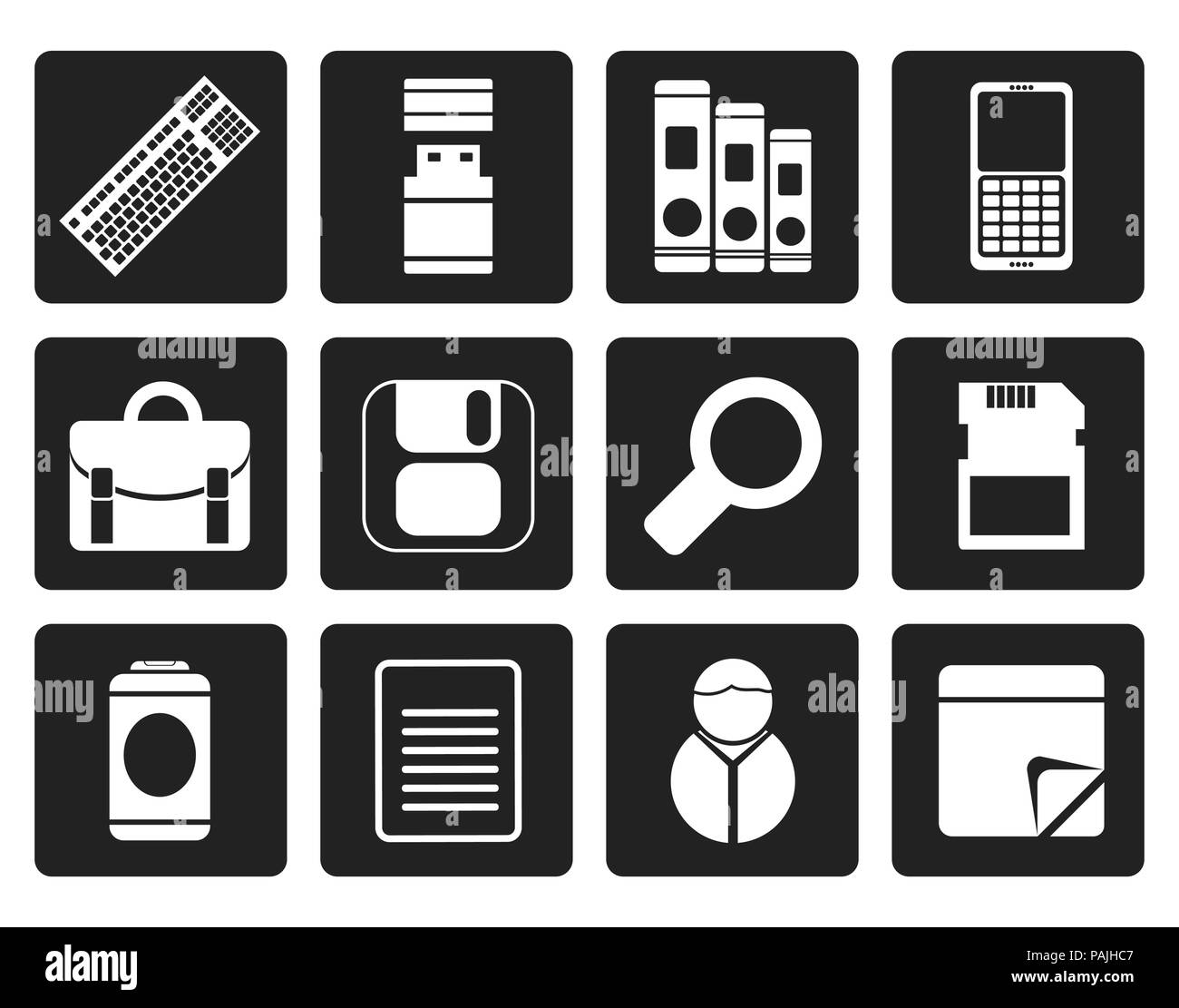 Black office tools icons Stock Vector Images - Alamy