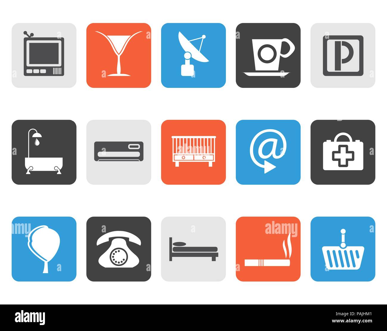 Flat Hotel and motel icons - Vector icon Set Stock Vector Image & Art ...