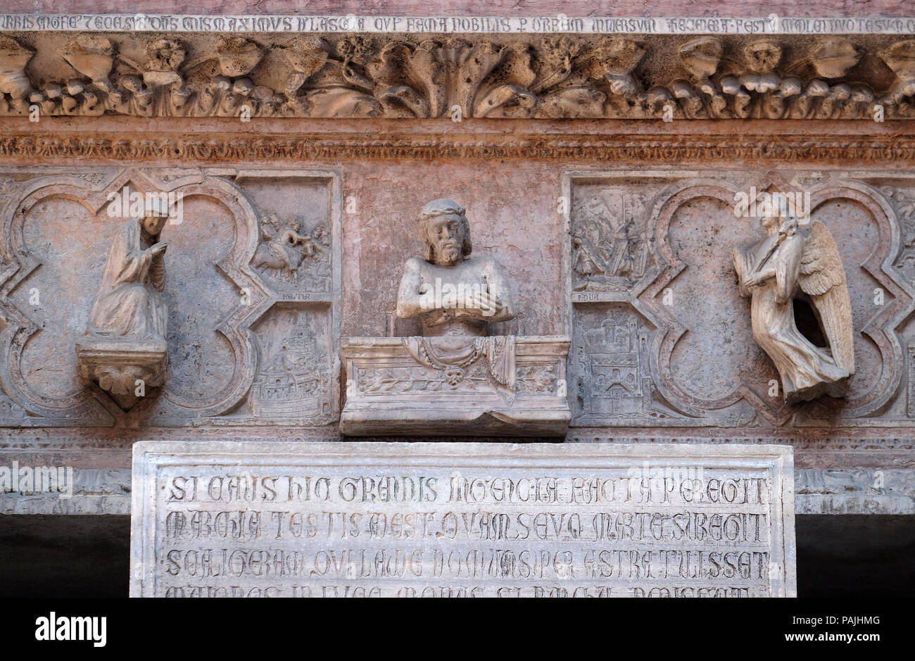 Tomb of Cangrande della Scala, Scaliger tombs, a group of five funerary ...