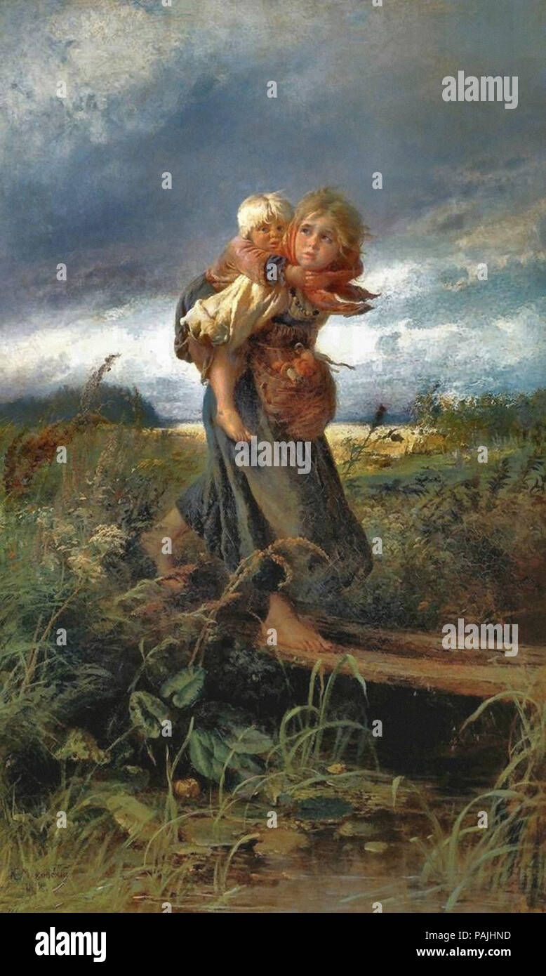 Makovsky Constantin - Children Running from the Thunderstorm Stock ...
