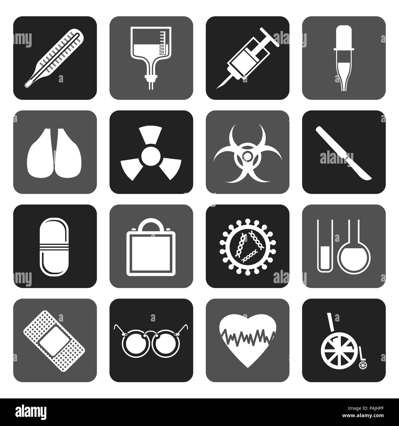 Flat collection of medical themed icons and warning-signs vector icon ...