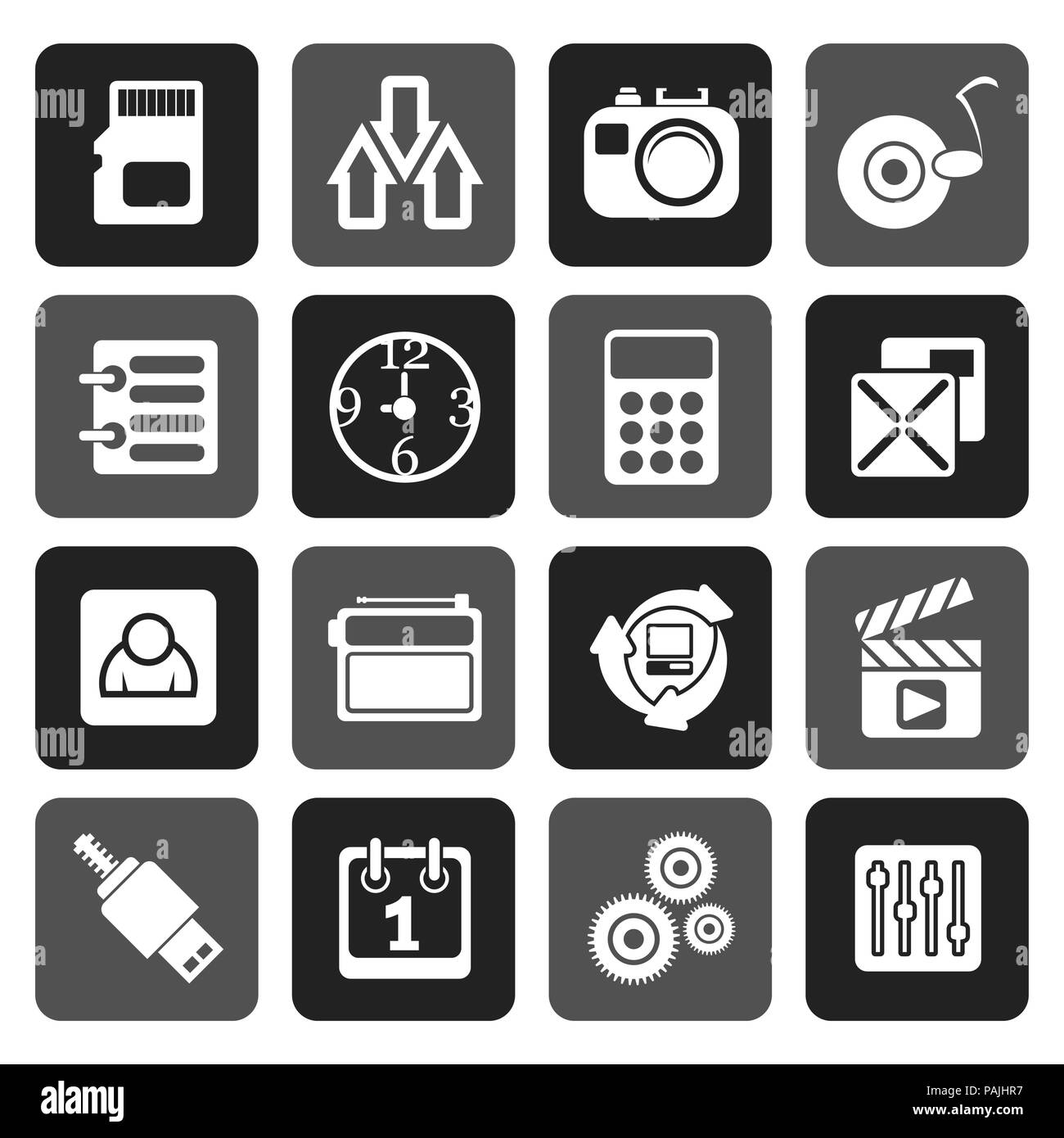 Flat phone performance, internet and office icons - vector icon set ...