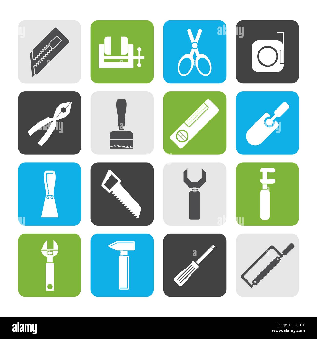 Flat Building and Construction Tools icons - Vector Icon Set Stock ...