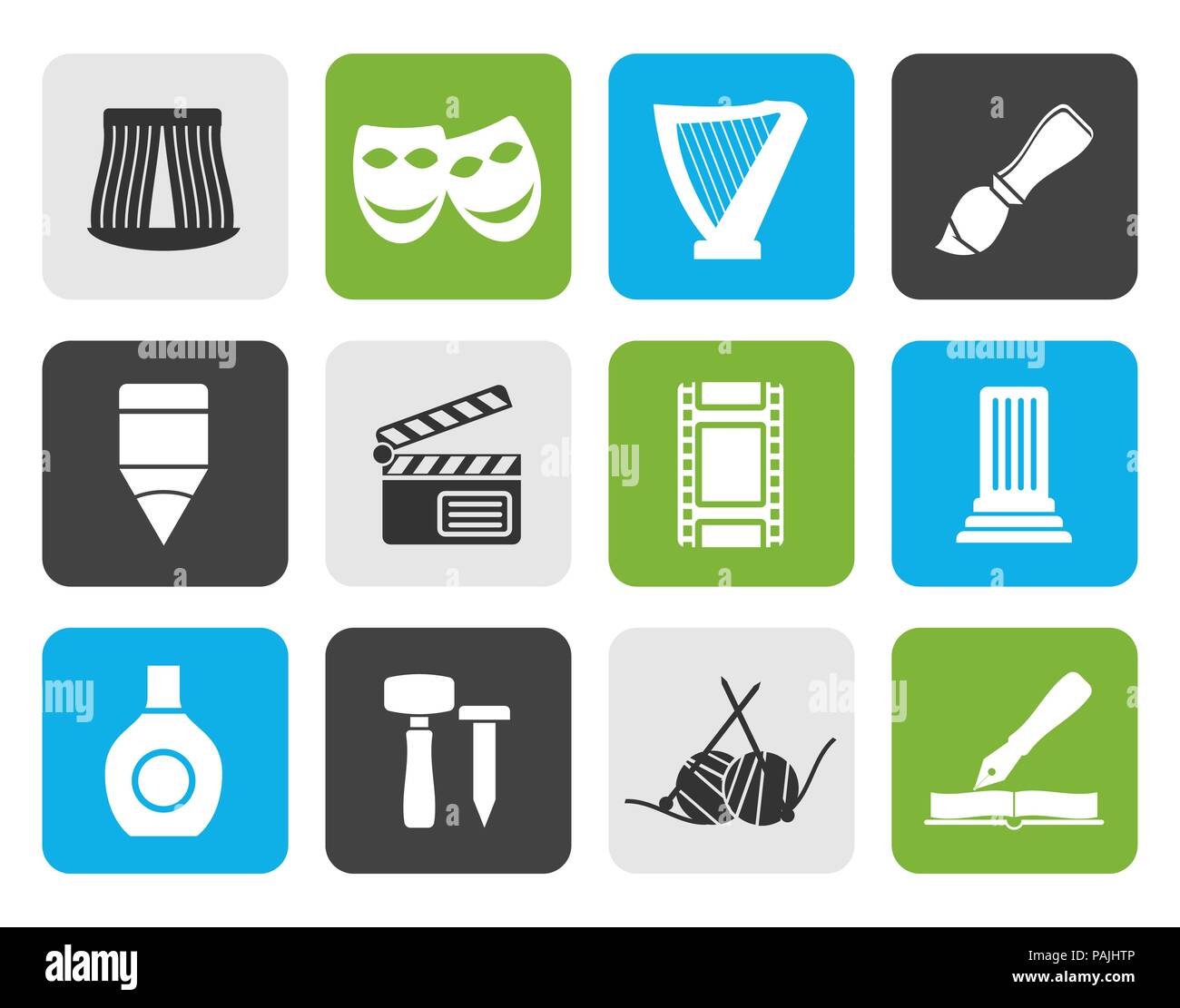 Flat Different kind of art icons - vector icon set Stock Vector Image ...