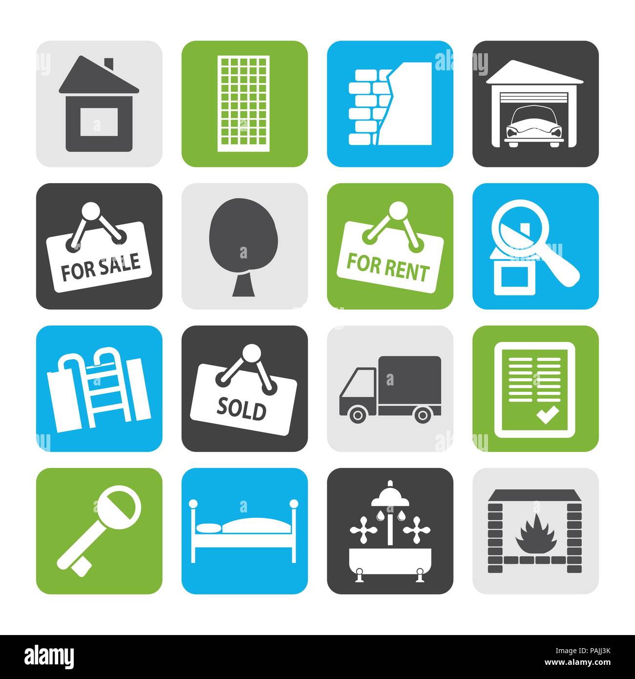 Flat Real Estate icons - Vector Icon Set Stock Vector Image & Art - Alamy