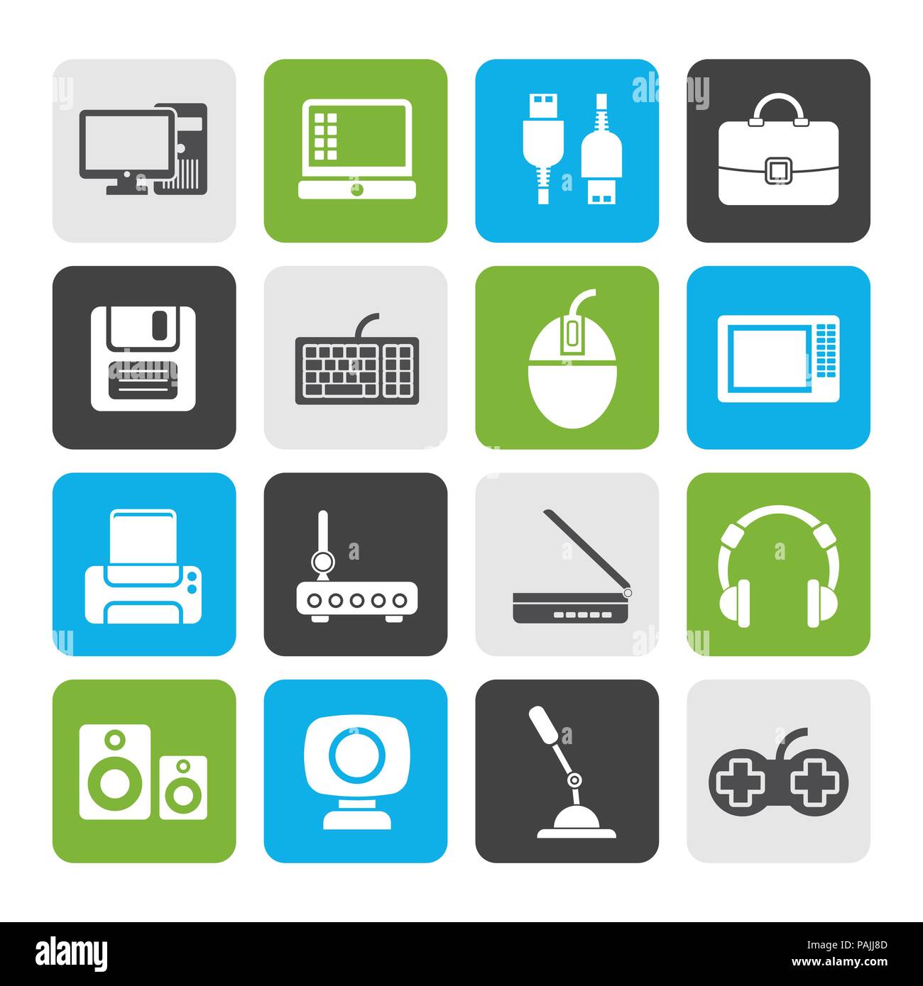 Flat Computer equipment and periphery icons - vector icon set Stock ...