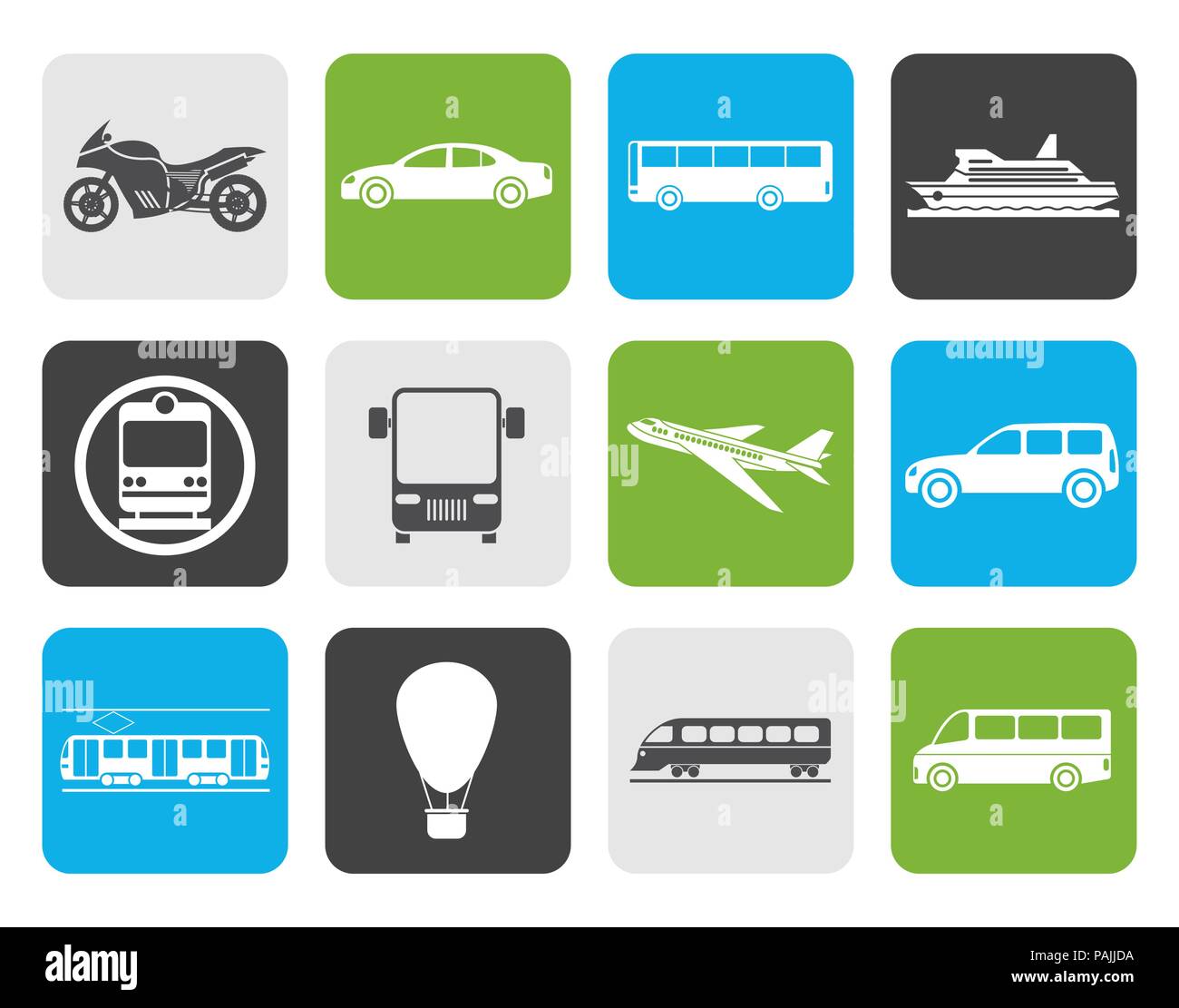 Flat Travel and transportation of people icons - vector icon set Stock ...