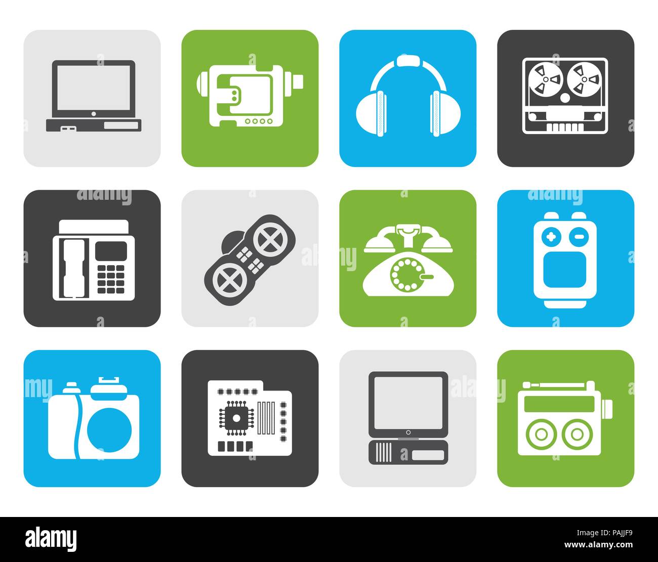 Flat electronics, media and technical equipment icons - vector icon set ...
