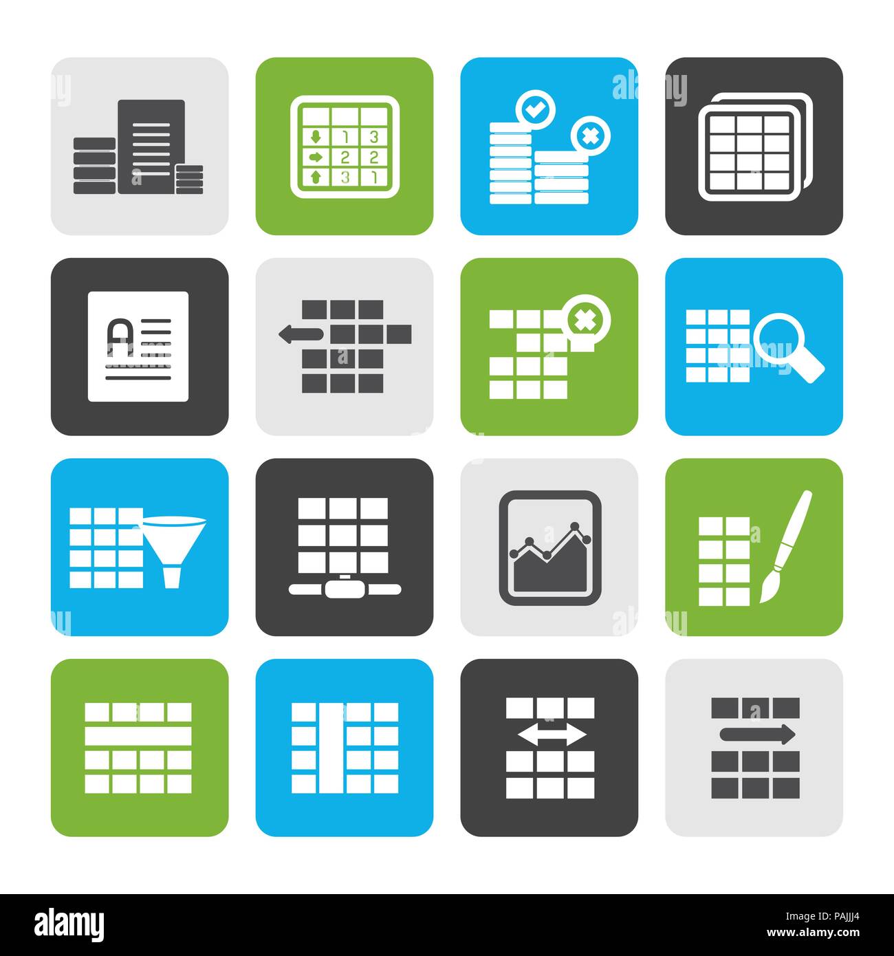 Flat Database and Table Formatting Icons - Vector Icon Set Stock Vector Image & Art - Alamy