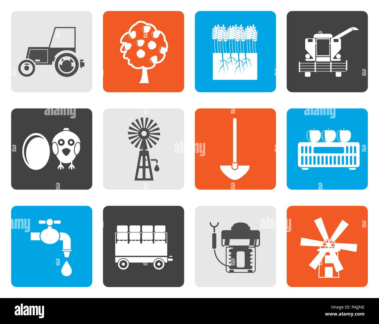 Flat farming industry and farming tools icons - vector icon set Stock ...