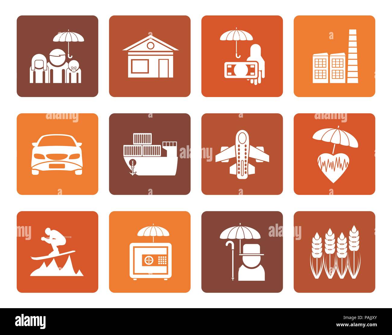 Flat different kind of insurance and risk icons - vector icon set Stock ...